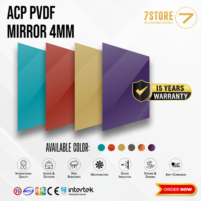 Jual SEVEN ACP PE 4 mm Mirror Color 1100 0,21 mm Aluminium Composite ...