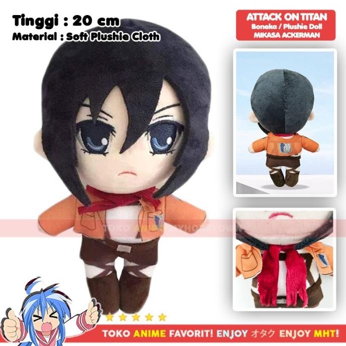 Jual Boneka Attack On Titan AOT Levi Eren Mikasa Anime Plushie Doll ...