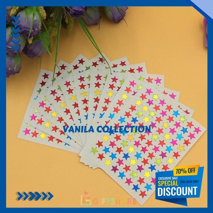 Jual 10 LEMBAR STICKER BINTANG REWARD STICKER GLITTER WARNA-WARNI UNTUK ...