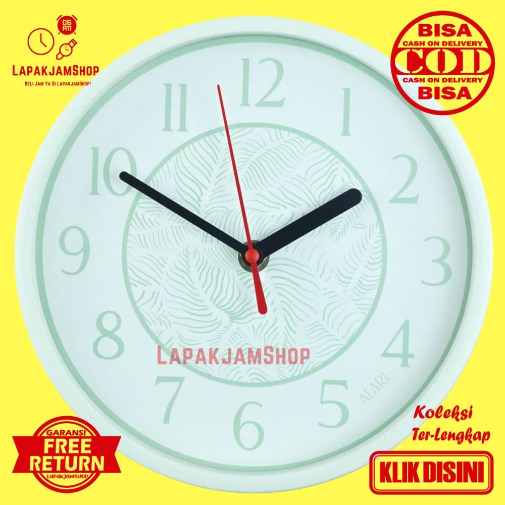 Jual Jam Dinding Analog Tropical Motif Unik AL1248-1668 White Hiasan ...