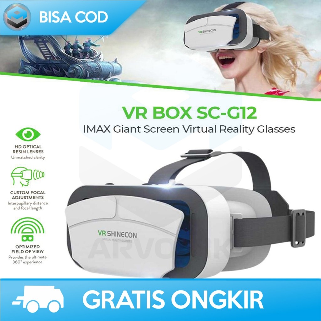 Jual VR BOX VIRTUAL REALITY GLASSES SHINECON LAYAR LEBAR DESAIN ERGONOMIS | Shopee Indonesia