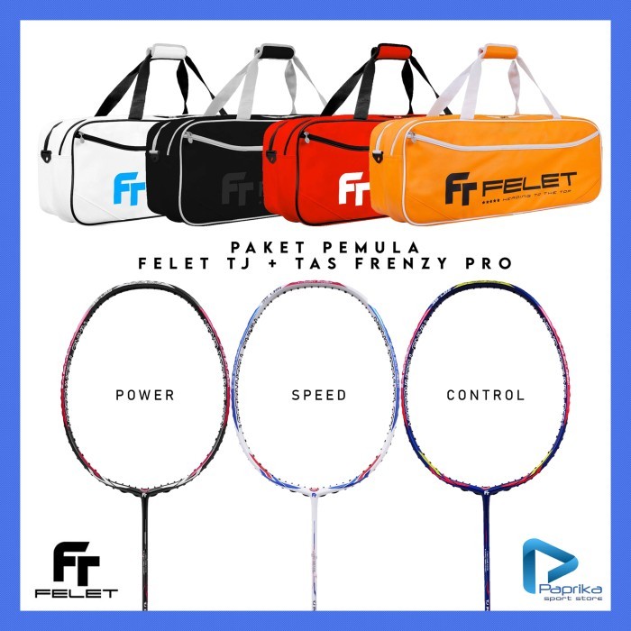 Jual Paket Badminton Felet Raket TJ Power/Speed/Control + Tas Trenzy ...