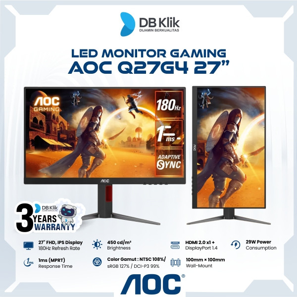 Jual AOC LED Monitor Gaming Q27G4 27" IPS QHD 180Hz 1ms AMD FreeSync ...