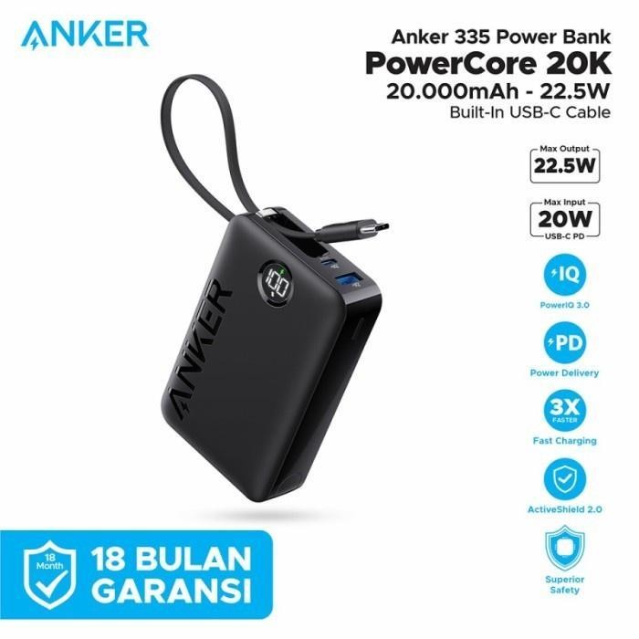 Jual Anker Power Bank 335 Powercore 20.000Mah 22.5W With Usb-C Cable ...