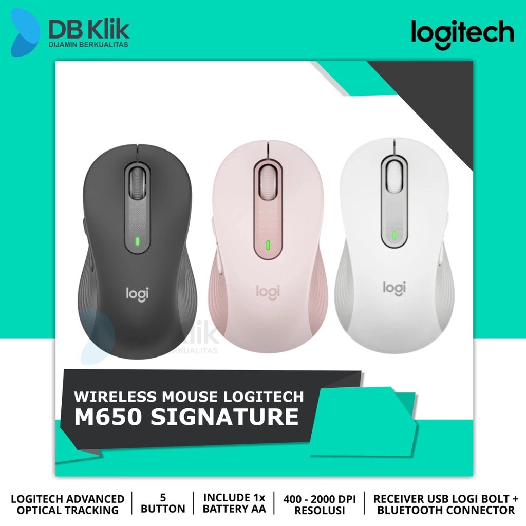 Jual Logitech M650 Mouse Signature Wireless And Bluetooth 2000Dpi ...