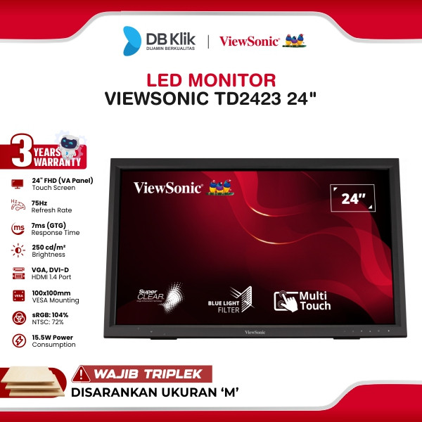 Jual VIEWSONIC LED Monitor TD2423 24" VA FHD 75Hz 7ms Built in Speker ...