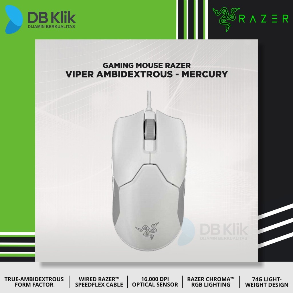 Jual Razer Mouse Gaming Viper Ambidextrous Wired 16000Dpi 5G - Mercury ...