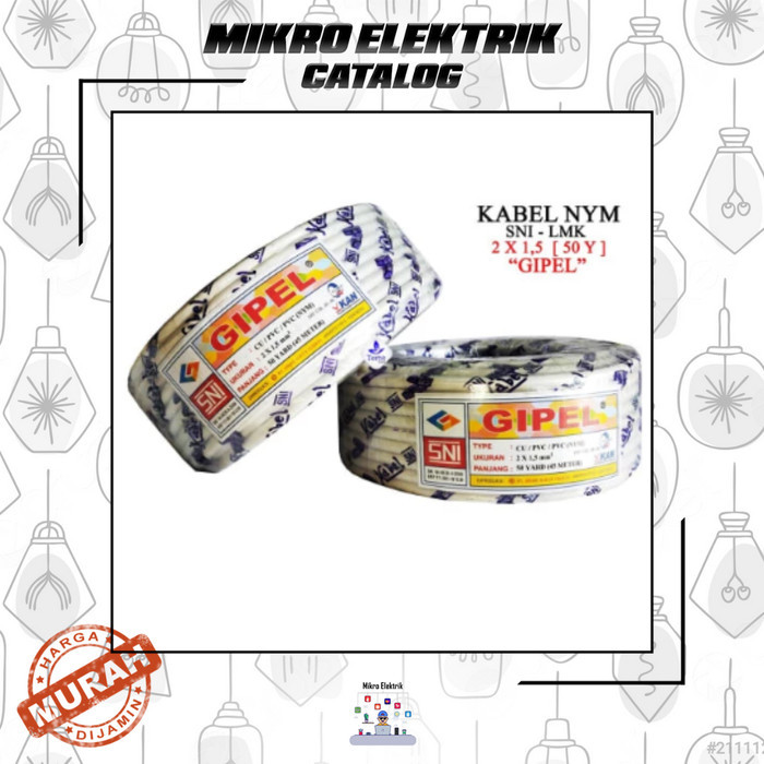 Jual Kabel Listrik Tembaga Gipel Nym 2X1.5 50Y 45 Meter Sni Lmk | Shopee Indonesia