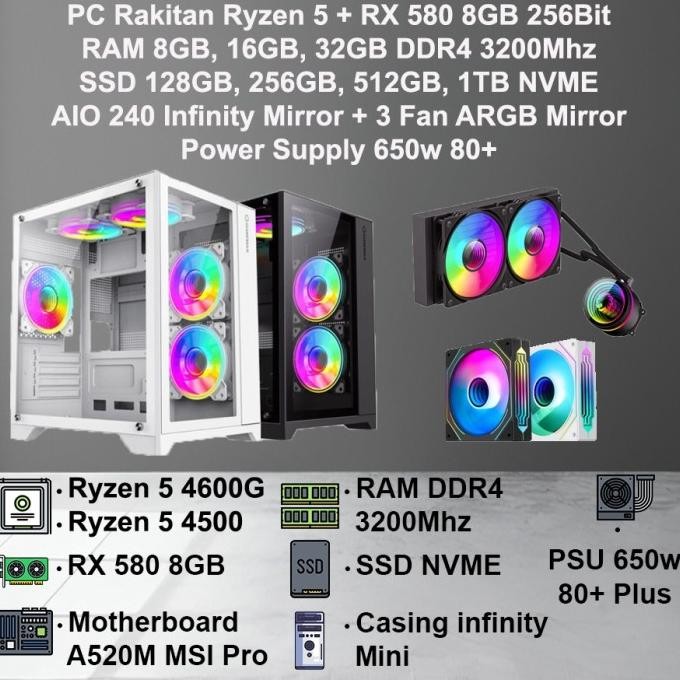 Jual Komputer Rakitan Ryzen 5 + Rx 580 8GB VGA Card For Gaming Desain ...