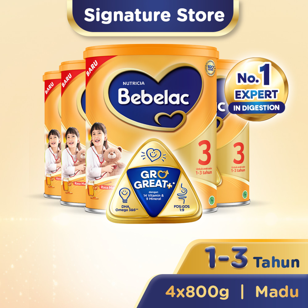 Jual Bebelac 3 Madu Susu Pertumbuhan Bubuk 800 gr x 4 | Shopee Indonesia