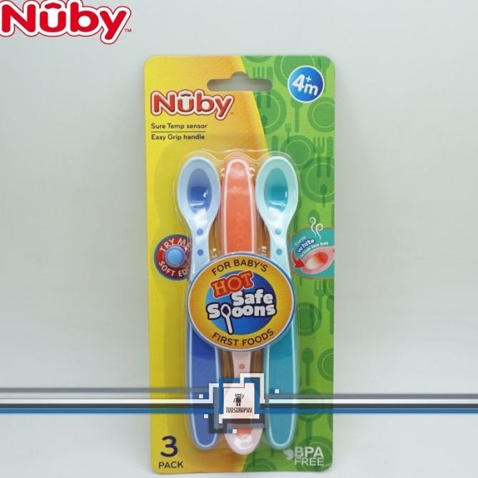 Jual Nuby Kids Hot Safe Spoon Sendok Makan Anak Anti Panas 3 Pack | Shopee Indonesia