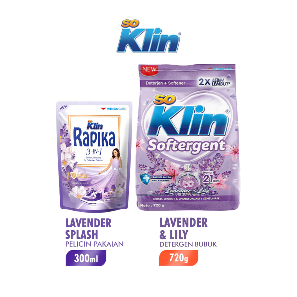 Jual Rapika Pewangi Pakaian Ungu Lavender Splash Pouch 300ml + SoKlin ...