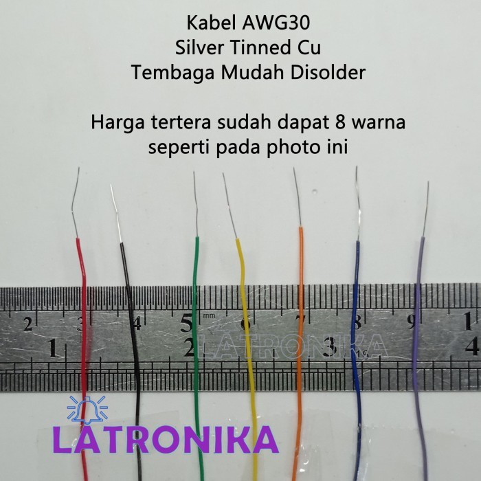 Jual LIMITED EDITION Kabel 8 Warna AWG30 Silver Tinned Cu Per Meter ...