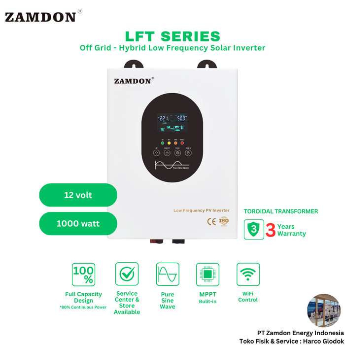 Jual HARGA DISC - Zamdon LF 1.25KVA 1KW 12V Off grid hybrid solar inverter with 60A MPPT ...