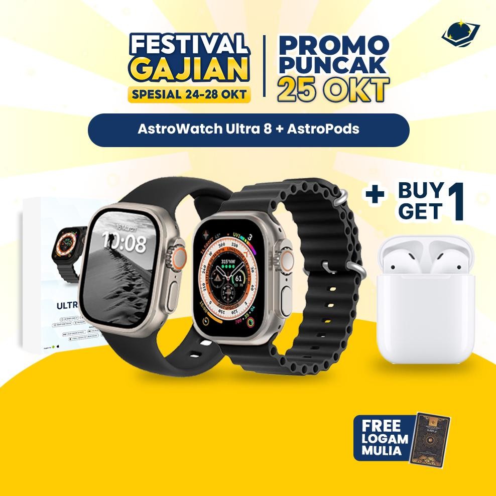 Jual Sale (Free Tws) Astrowatch Ultra 8 Smartwatch Wanita Pria Bluetooth Headset Full Touch ...