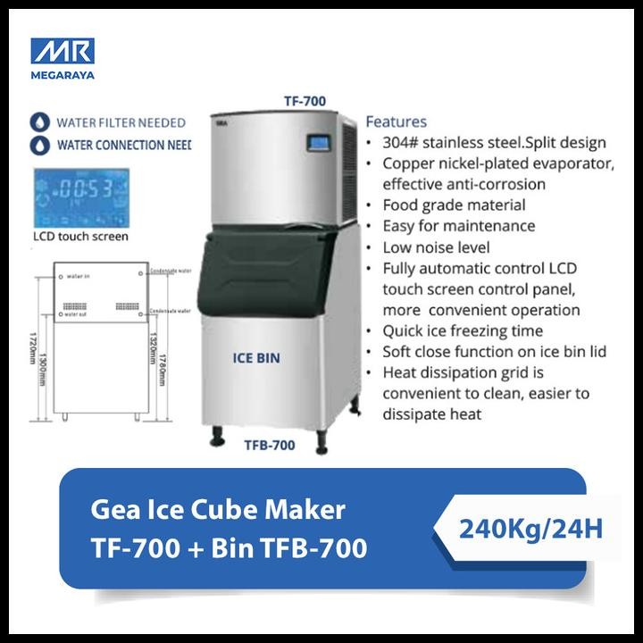 Jual GEA ICE MAKER +BIN TFB-700 MESIN ES BATU ICE CUBE TF700 / TF-700 240KG | Shopee Indonesia