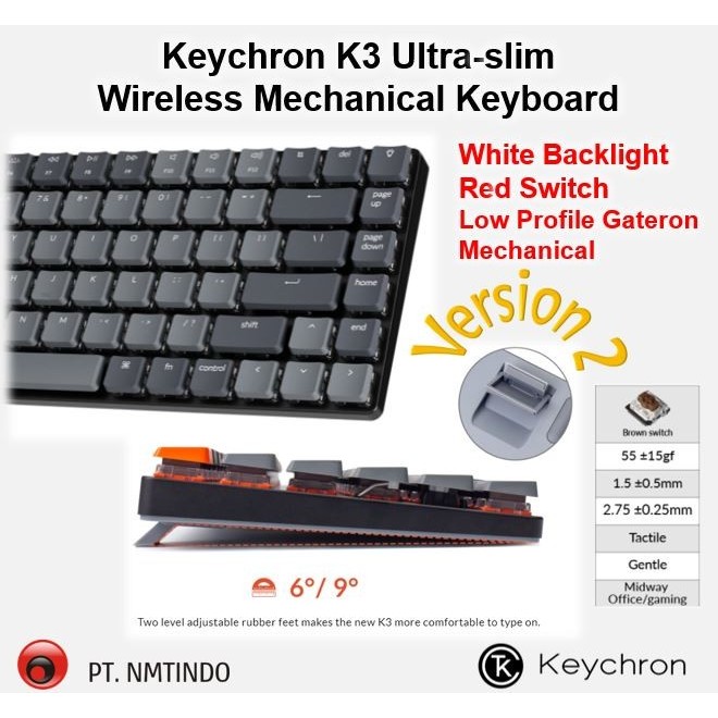 Jual Keychron K3 v2 WHITE Backlight Low Profile Gateron Mechanical ...