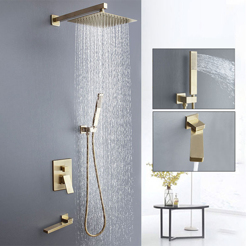 Jual Conad Brushed Gold Shower Set Bathroom Hidden 3 Way | Shopee Indonesia