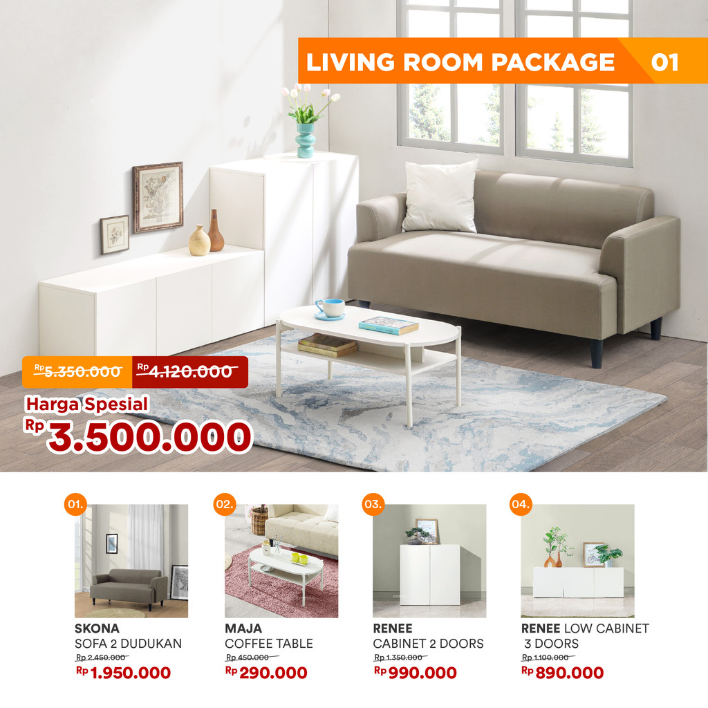 Jual IFURNHOLIC Living Room Package 1 / Paket Bundling Furniture Ruang ...