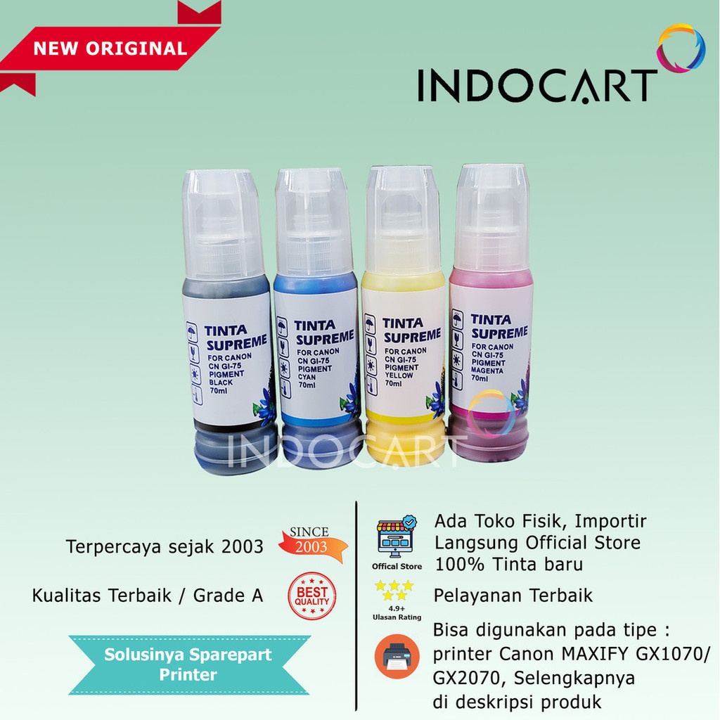 Jual Tinta Supreme Canon GI-75 GI75 Compatible Pigment Ink-Canon GX1070 ...