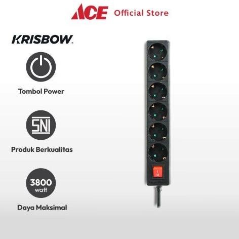 Jual Viral Ace - Krisbow Stop Kontak 6 Socket Kf-B-06Kp - Hitam Deal | Shopee Indonesia