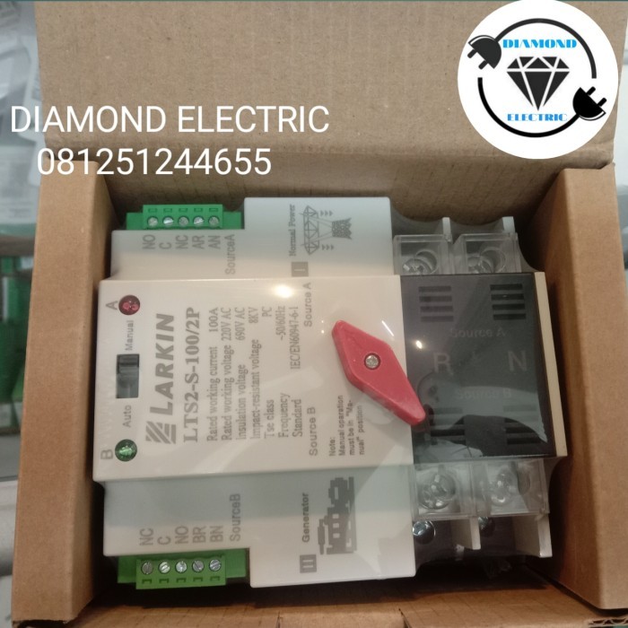 Jual Larkin ATS otomatic genset 2 PHASE 2 WIRE 100A LTS-2P | Shopee ...