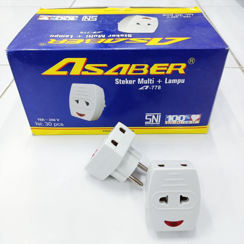 Jual STEKER T MULTI ASABER ADAPTOR / STEKER T MULTI LAMPU ASABER ...