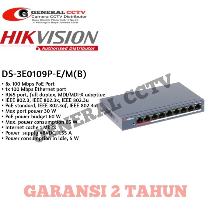 Jual BEBAS ONGKIR - Switch PoE 8 Port Switch Hub HIKVISION DS-3E0105P-E ...