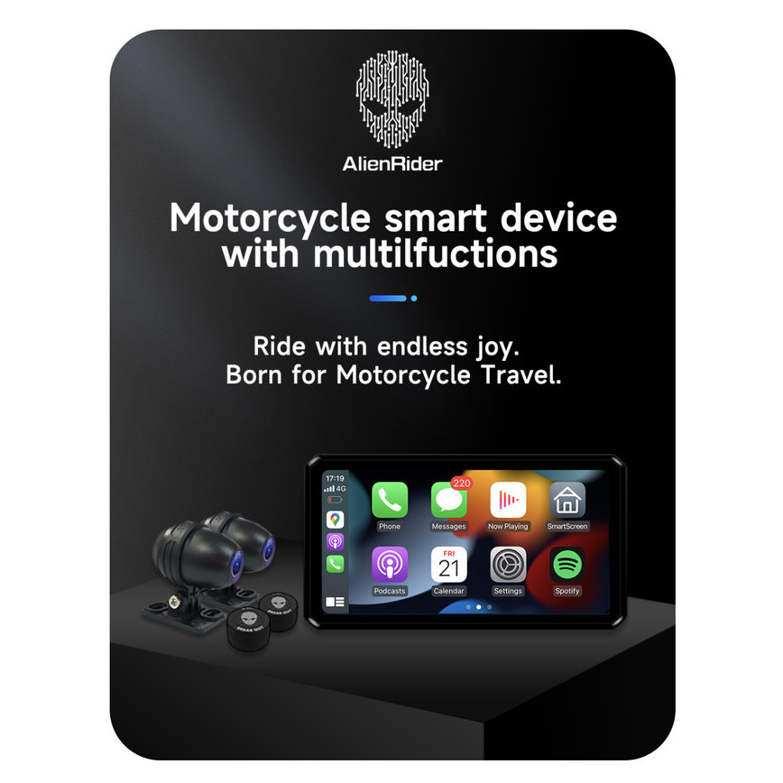 Jual AlienRider M12S Motorcycle Dashcam Wireless Apple Carplay Android Auto TPMS BSD - ALien ...