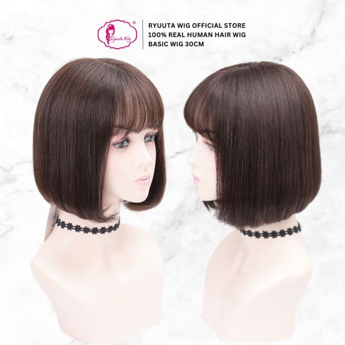 Jual Ryuuta Wig Basic Bob Real Human Hair Rambut Asli Natural Black ...