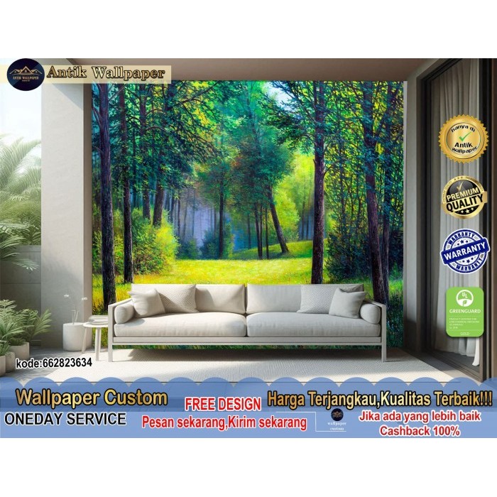 Jual Wallpaper & Wallstiker Custom 3D Tema Pemandangan Hutan Forest ...