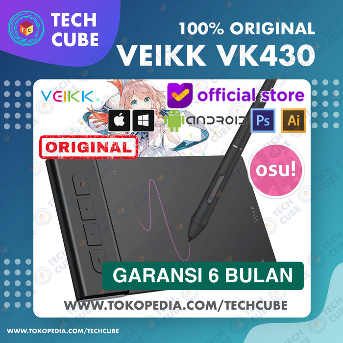 Jual VEIKK VK430 Digital Graphic Drawing Pen Tablet OSU Altr S640 VK640 ...