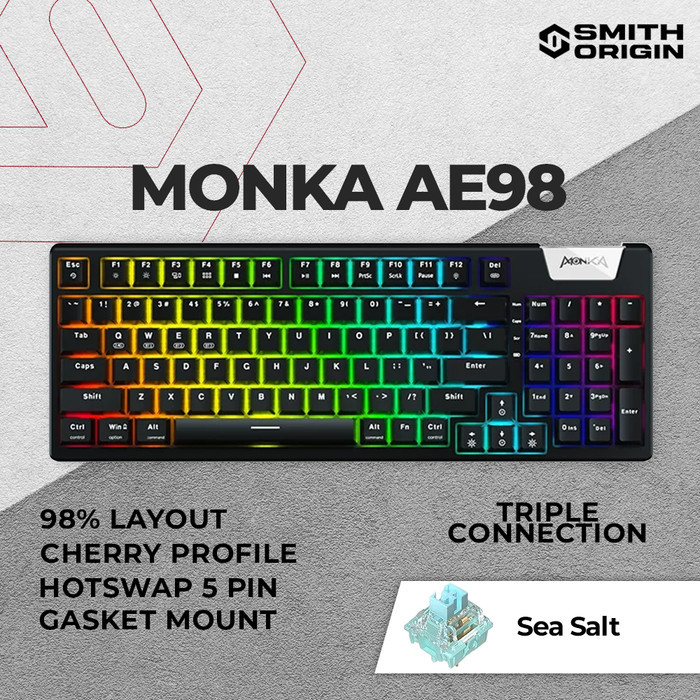 Jual Monka AE98 98% Gasket Three-Mode Wireless Mechanical Keyboard ...
