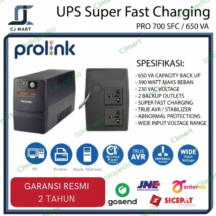 Jual UPS PROLINK PRO700 650VA UPS PROLINK PRO700SFC Super Fast Charging Line Interactive UPS ...