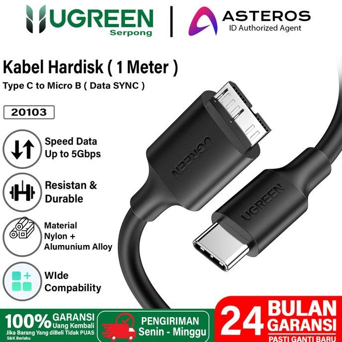 Jual UGREEN Kabel Data Hardisk USB-C to Micro-B Cable HDD Eksternal ...