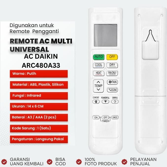 Jual REMOTE AC DAIKIN SPLIT INVERTER UNIVERSAL LANGSUNG PAKAI + DUS ...