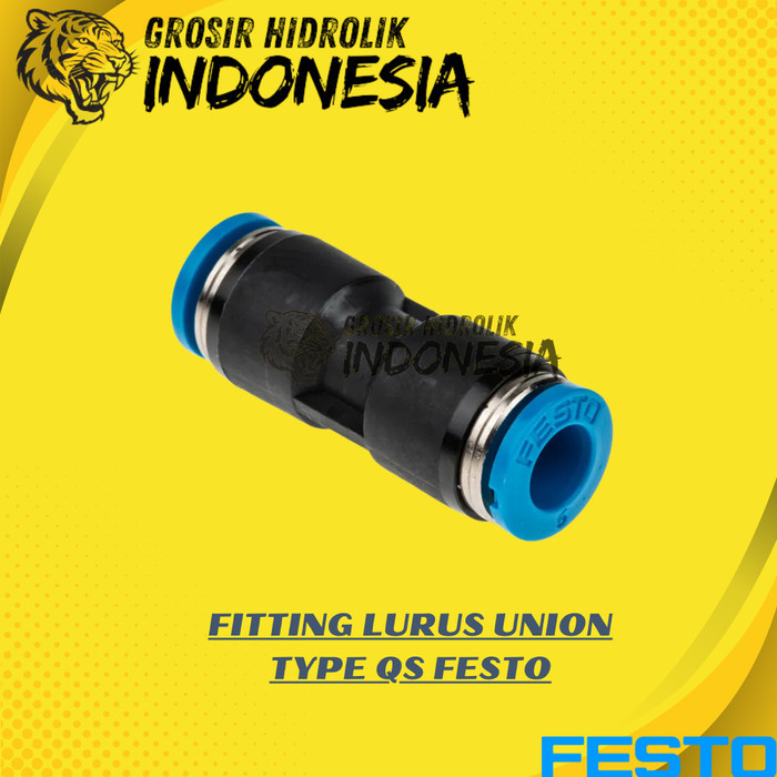 Jual QS-6 FESTO ONE TOUCH FITTING LURUS UNION SLIP LOCK FUSH IN CONNECTOR SELANG 6MM X 6MM FESTO ...