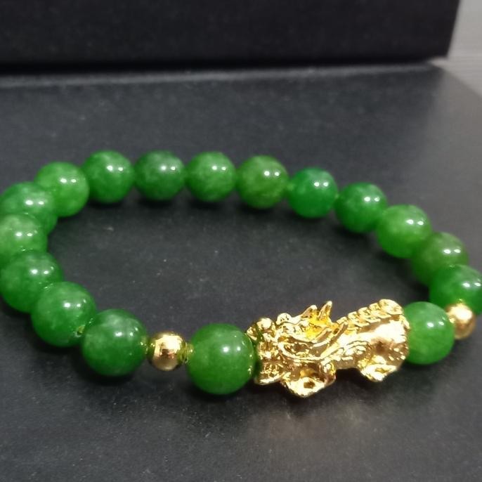 Jual ```````] gelang keberuntungan kirin pixiu piyao naga giok hijau 10 ...