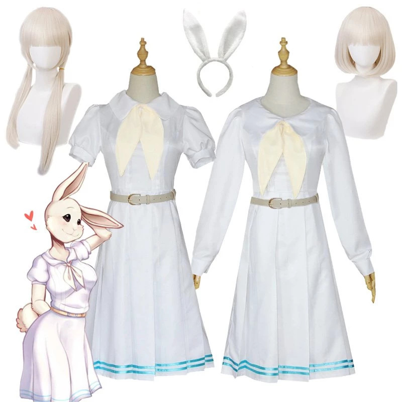 Jual Anime Beastars Haru Cosplay Costume White Dress White Rabbit Cute ...