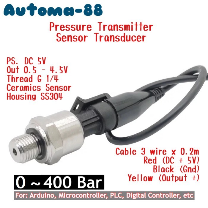 Jual Pressure Transmitter 0-400Bar Arduino Dc 5V Sensor Transducer 400 ...