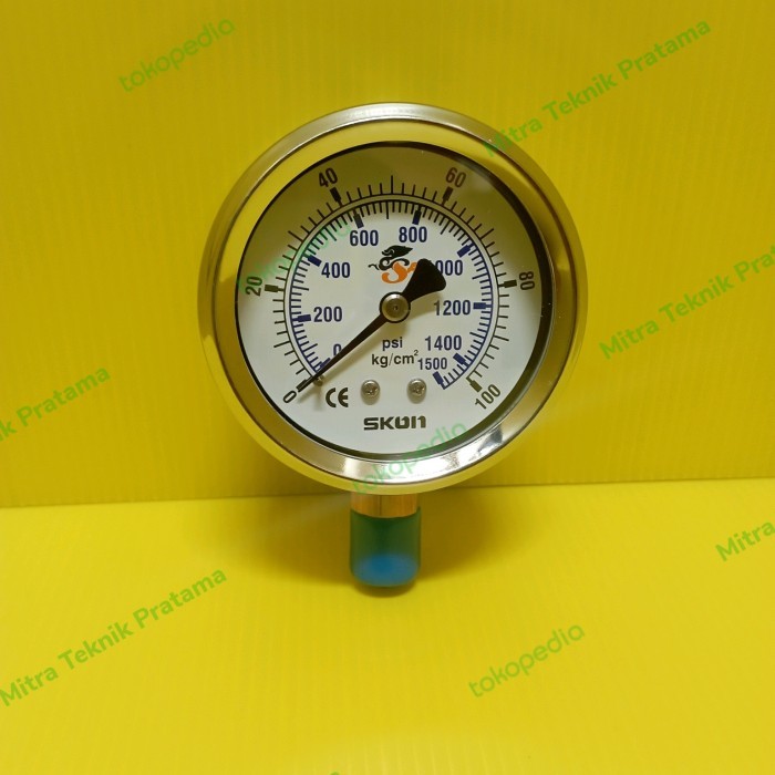 Jual Manometer Pressure Gauge Stainless Skon 2 1/2 Inchi 100 Bar / 1500 Psi | Shopee Indonesia