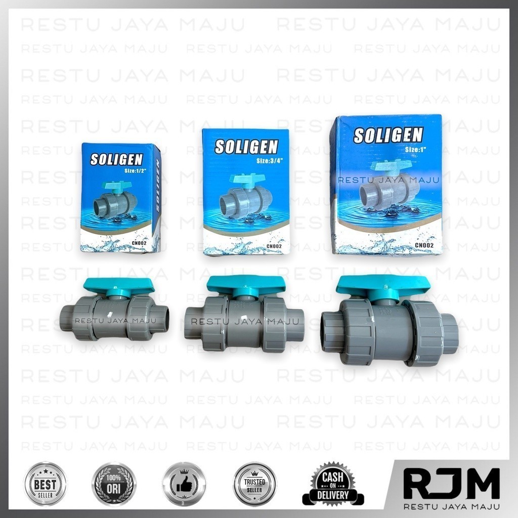 Jual SOLIGEN Ball Valve Pvc + Water Mur 3/4 1 " inch | Shopee Indonesia