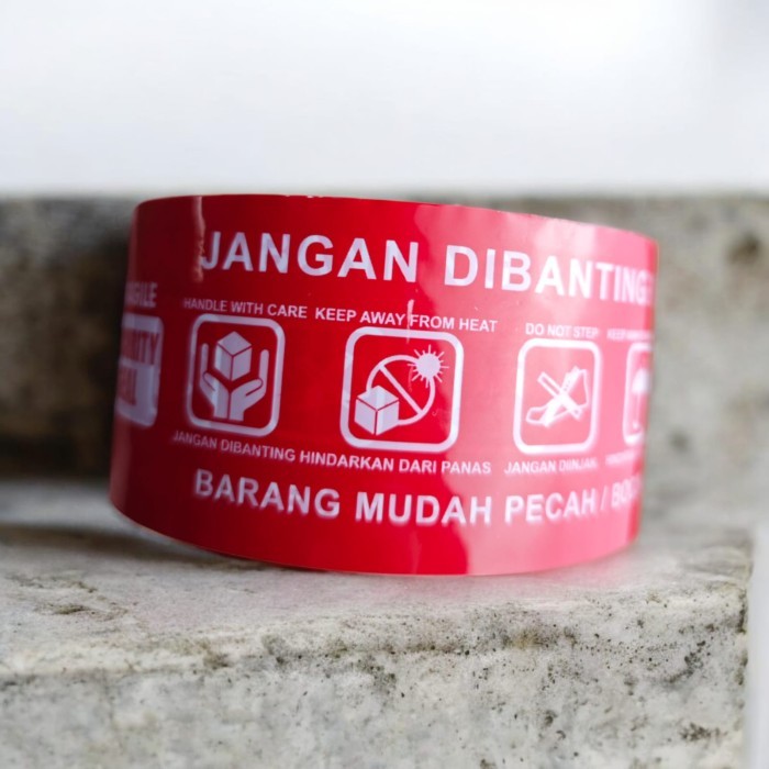 Jual LAKBAN LABEL MERAH FRAGILE SECURITY SEAL JANGAN DIBANTING BARANG ...