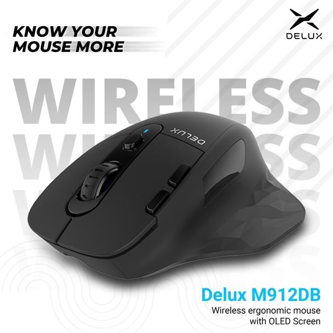 Jual Delux M912 Wireless Ergonomic With OLED Screen | Shopee Indonesia