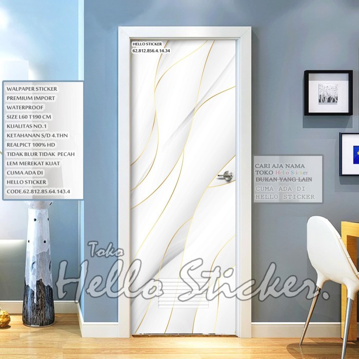 Jual sticker pintu kamar mandi/toilet kualitas premium MARBLE 60x190cm ...