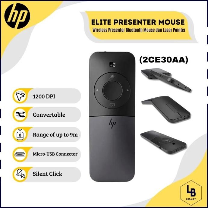 Jual HP Elite Presenter Mouse 2CE30AA - Wireless Presenter Bluetooth ...