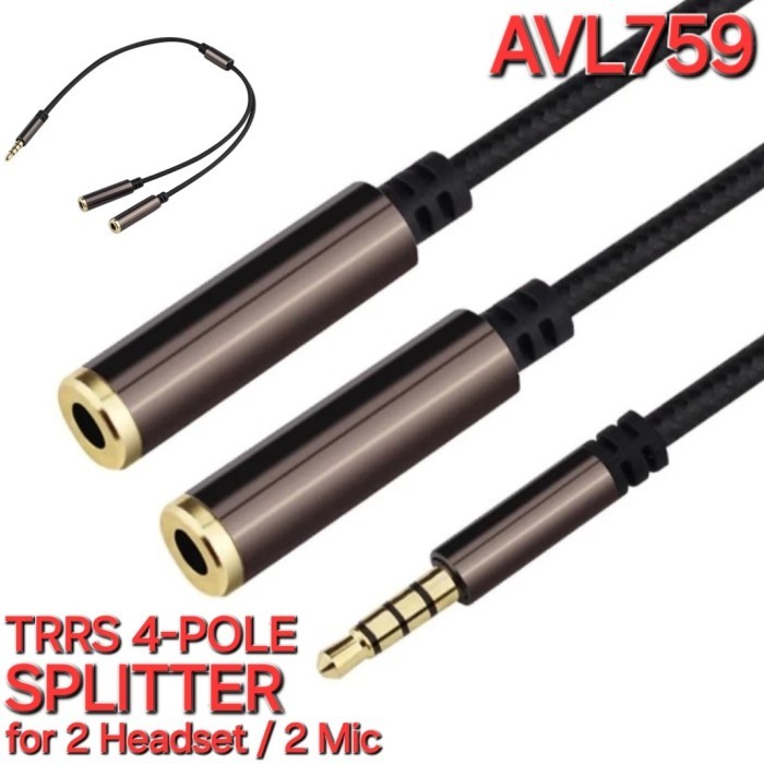Jual Avpro Avc159 3.5Mm Trrs 4-Pole Splitter For Headset Mic Braided ...