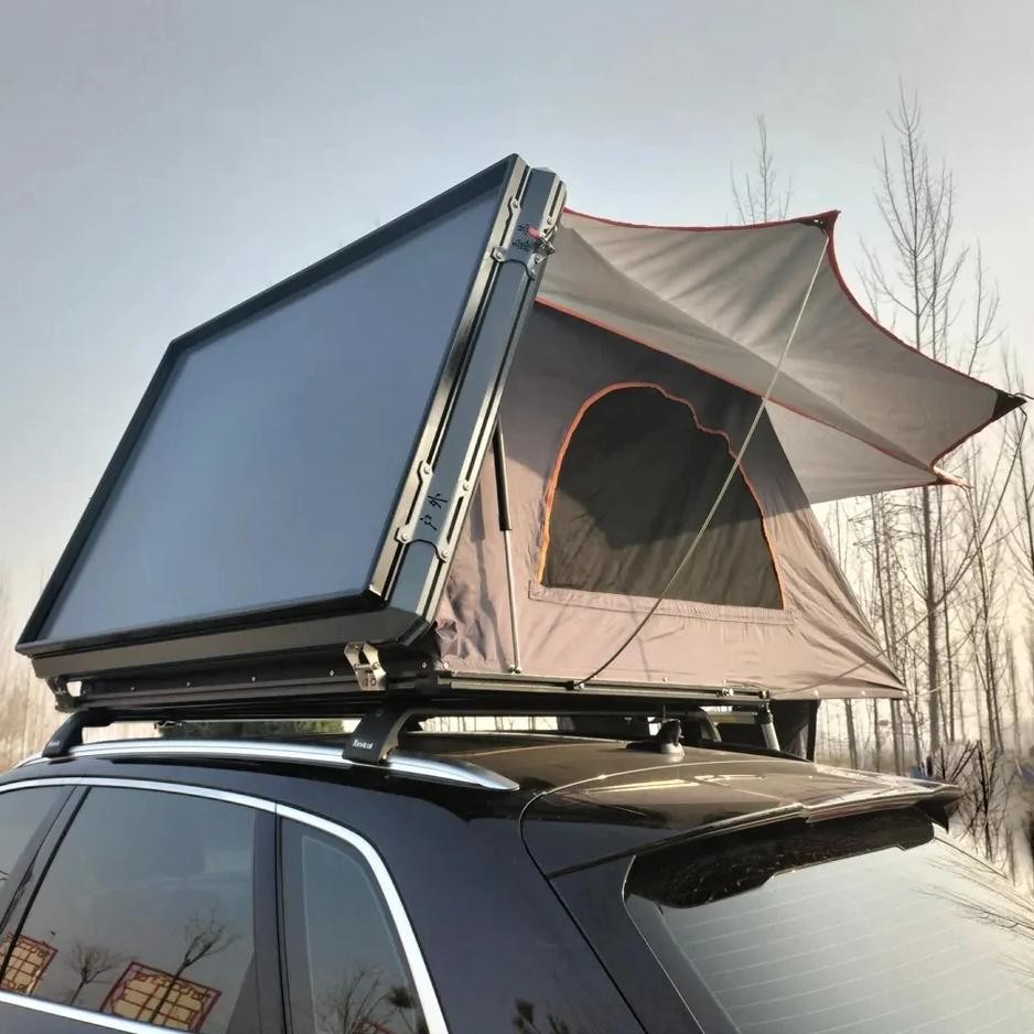 Jual camping waterproof triangular tent box rooftop aluminum hard shell ...