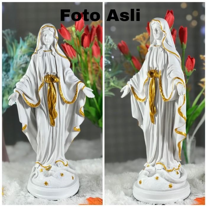 Jual Patung Pajangan Rohani Bunda Maria Tangan Terbuka Pita Lis Gold ...