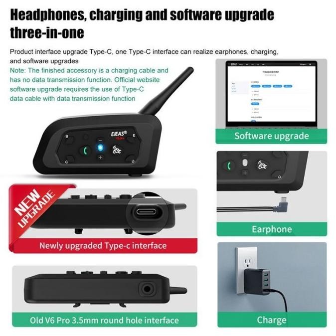 Jual Ejeas V6 Pro Intercom Helm 6 Riders Bluetooth Headset Helmet Alt ...